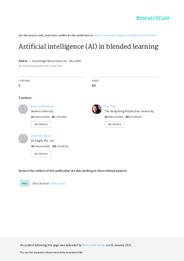 (PDF) Artificial intelligence (AI) in blended learning