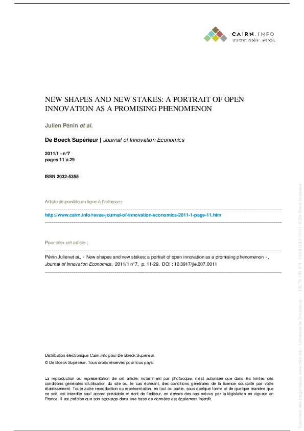 (PDF) New shapes and new stakes: a portrait of open innovation as a ...