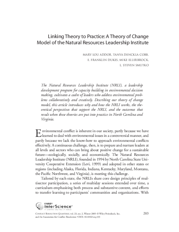 (PDF) Linking theory to practice: A theory of change model of the ...