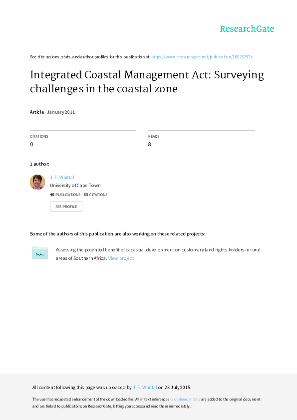 (PDF) Integrated Coastal Management Act: Surveying challenges in the ...