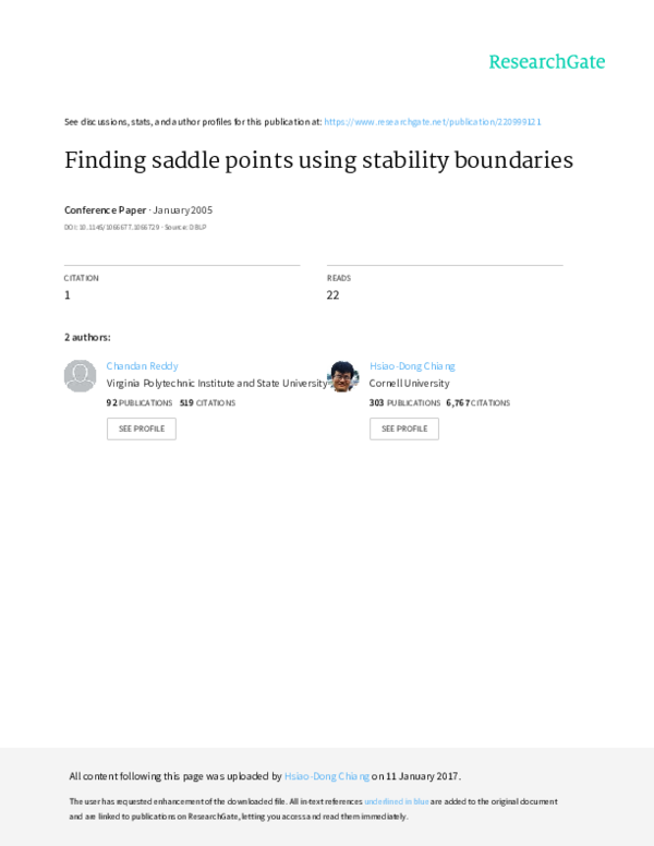 (PDF) Finding saddle points using stability boundaries