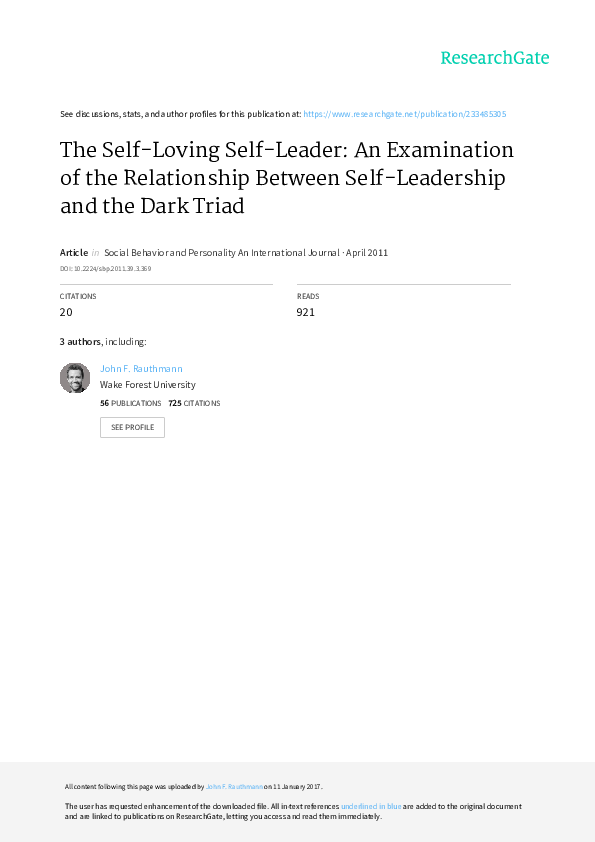 (PDF) The Self-Loving Self-Leader: An Examination of the Relationship ...