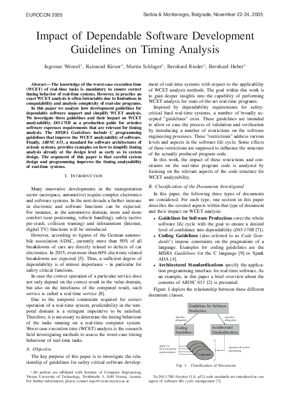 (PDF) Impact of dependable software development guidelines on timing analysis