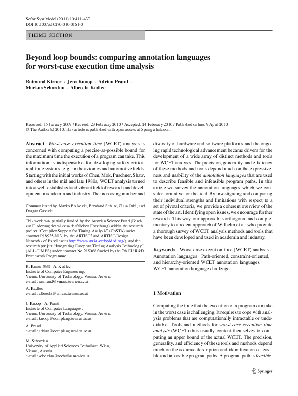 Pdf Beyond Loop Bounds Comparing Annotation Languages For Worst Case Execution Time Analysis