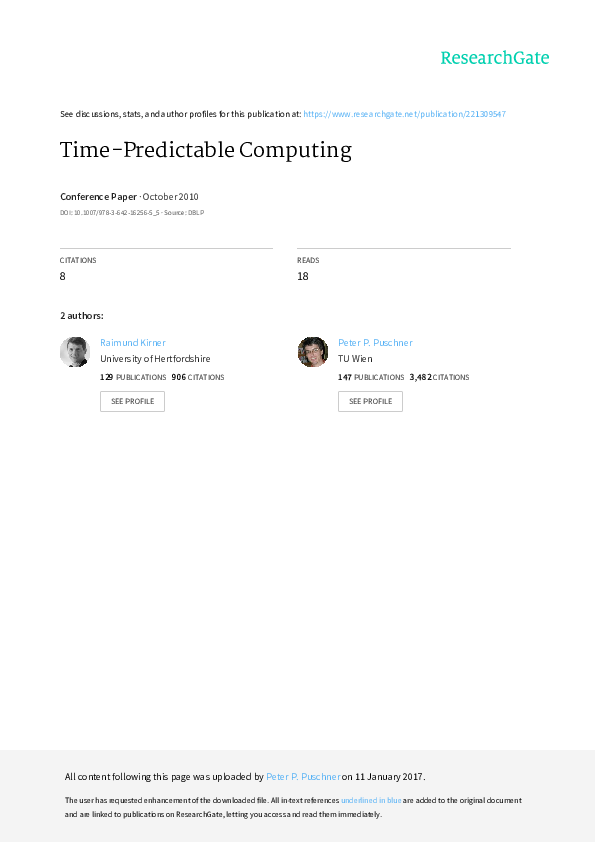 (PDF) Time-predictable computing