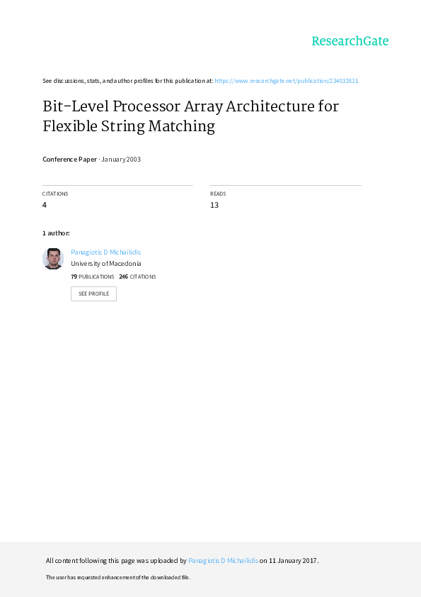(PDF) Bit-level processor array architecture for flexible string matching | K.G. MARGARITIS and ...