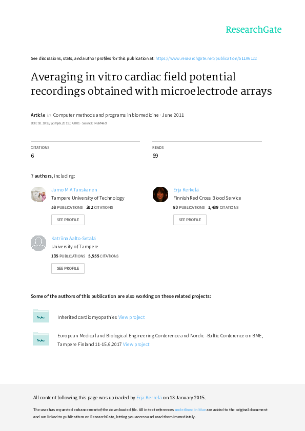 (PDF) Averaging in vitro cardiac field potential recordings obtained with microelectrode arrays