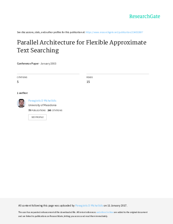 Pdf Parallel Architecture For Flexible Approximate Text Searching