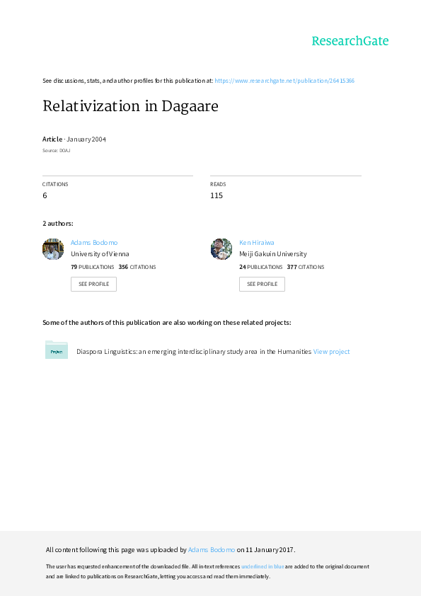 (PDF) Relativization in Dagaare