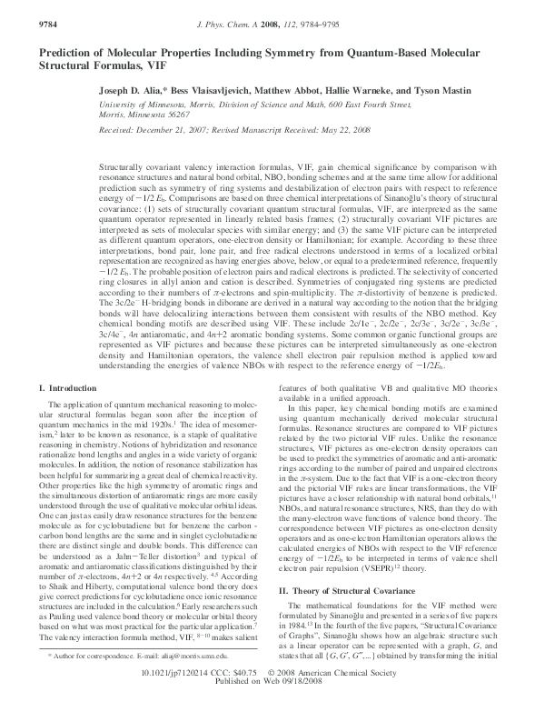 (PDF) Prediction of Molecular Properties Including Symmetry from ...