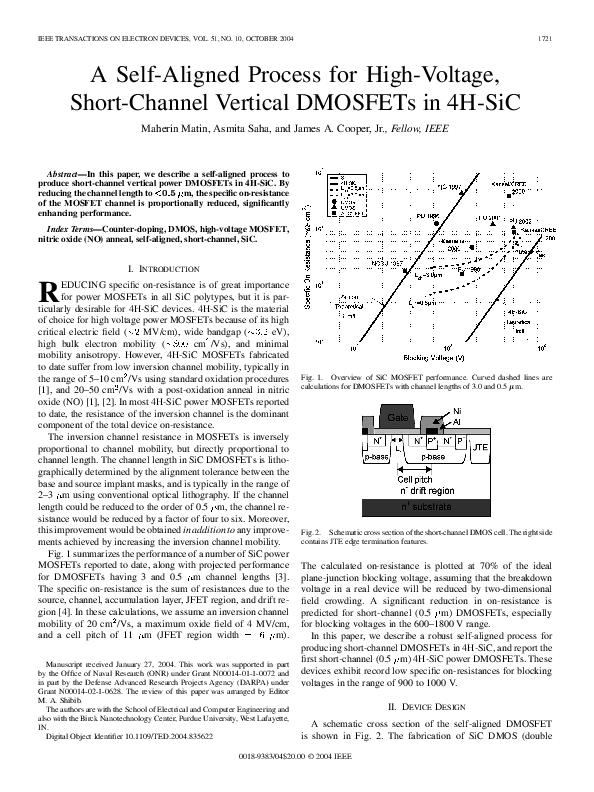(PDF) A self-aligned process for high-voltage, short-channel vertical ...
