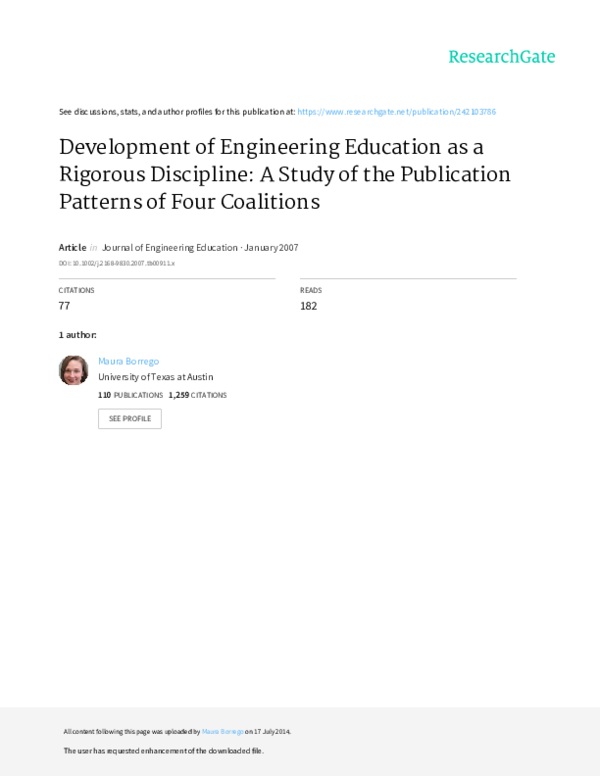 (PDF) Development of engineering education as a rigorous discipline: A ...