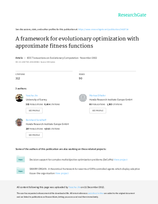 (PDF) A framework for evolutionary optimization with approximate ...