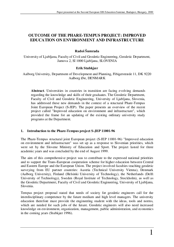 (PDF) Outcome of the Phare-Tempus project: improved education on ...