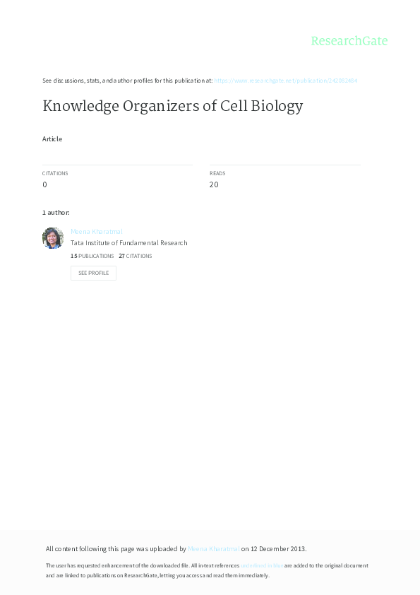 (PDF) Knowledge Organizers of Cell Biology