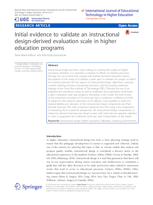 (PDF) Initial evidence to validate an instructional design-derived ...