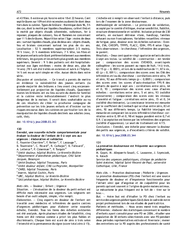 (PDF) Evendol, une nouvelle échelle comportementale pour évaluer la ...