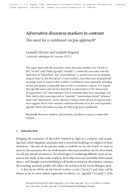(PDF) Adversative discourse markers in contrast: The need for a ...