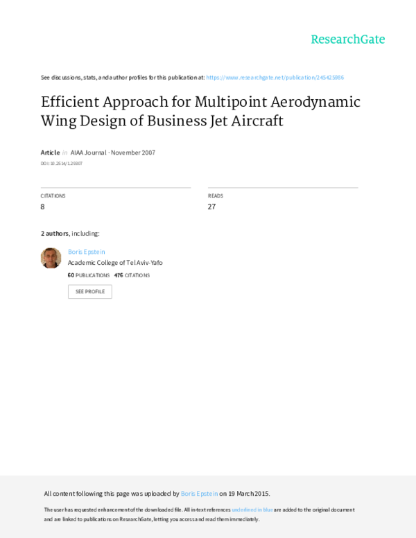 (PDF) Efficient approach for multipoint aerodynamic wing design of ...