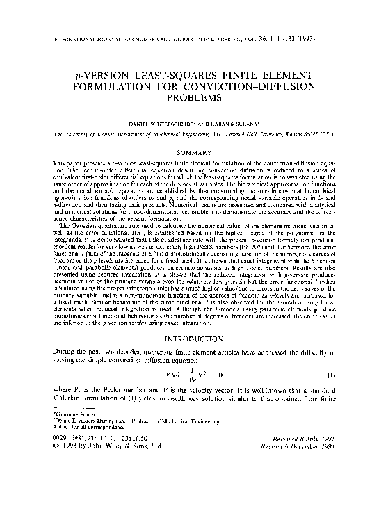 Pdf P Version Least Squares Finite Element Formulation For Three