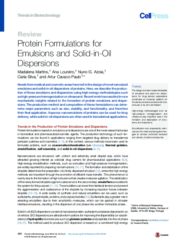 (PDF) Protein Formulations for Emulsions and Solid-in-Oil Dispersions