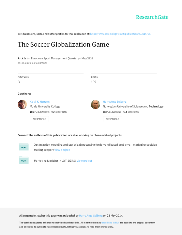 (PDF) The Soccer Globalization Game