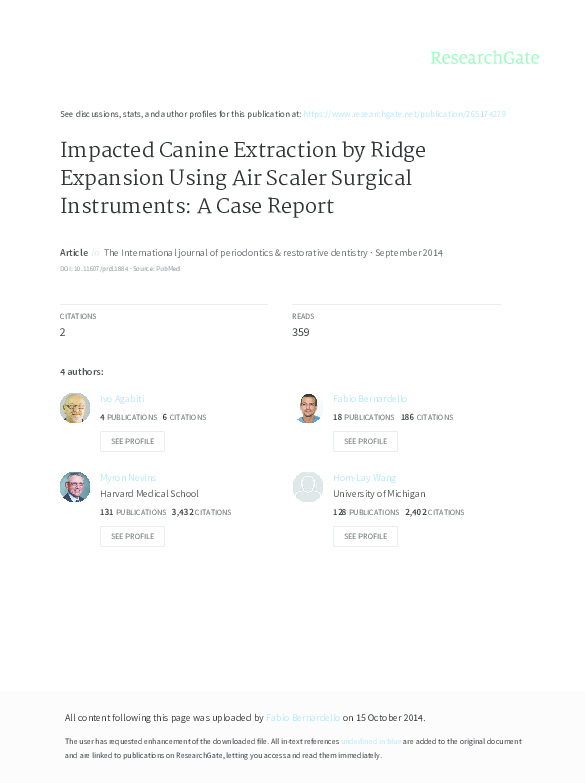 (PDF) Impacted canine extraction by ridge expansion using air scaler ...