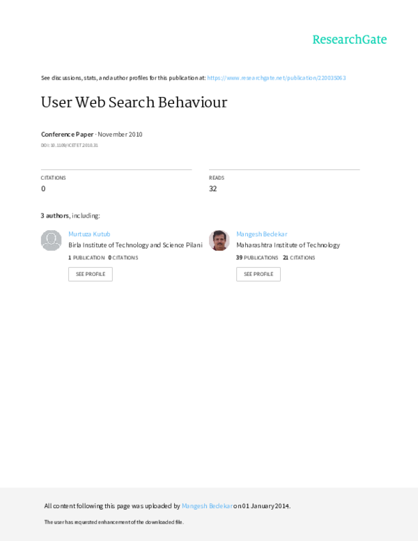 (PDF) Insights into User Web Search Behavior