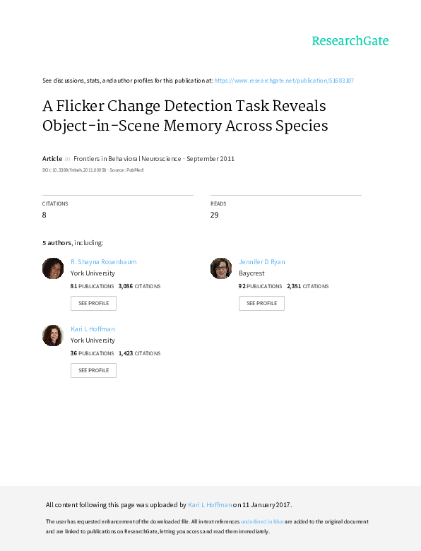 (PDF) A Flicker Change Detection Task Reveals Object-in-Scene Memory ...