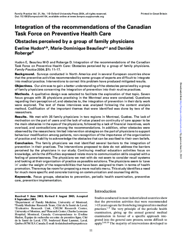 (PDF) Integration of the recommendations of the Canadian Task Force on ...