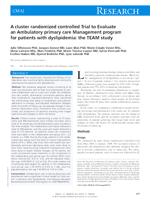 (PDF) A cluster randomized controlled Trial to Evaluate an Ambulatory ...