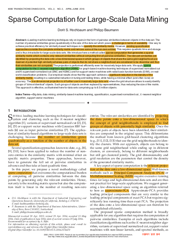 (PDF) Sparse Computation for Large-Scale Data Mining