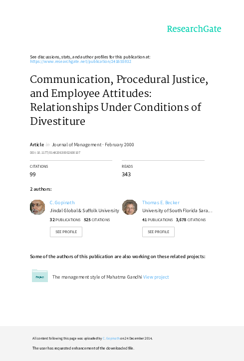 (PDF) Communication, procedural justice, and employee attitudes ...