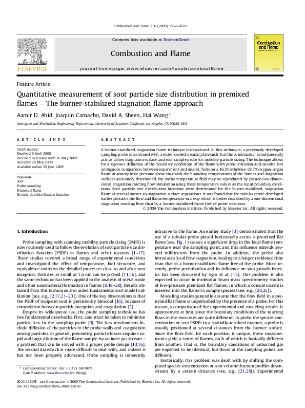 Pdf Quantitative Measurement Of Soot Particle Size Distribution In