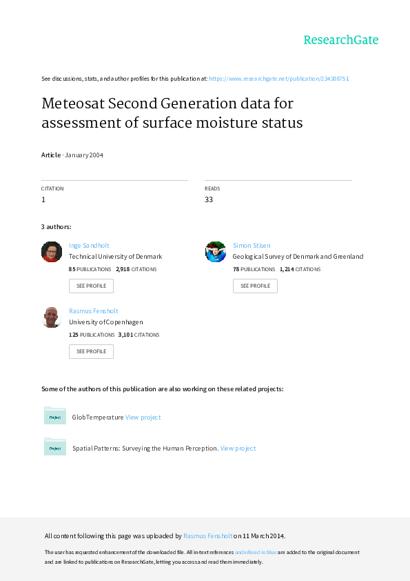(PDF) Meteosat Second Generation data for assessment of surface ...
