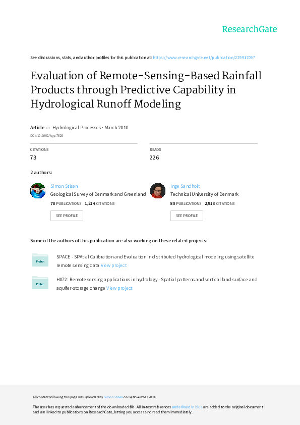 (PDF) Evaluation of remote‐sensing‐based rainfall products through ...