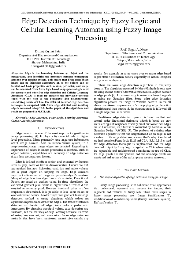Pdf Edge Detection Technique By Fuzzy Logic And Cellular Learning