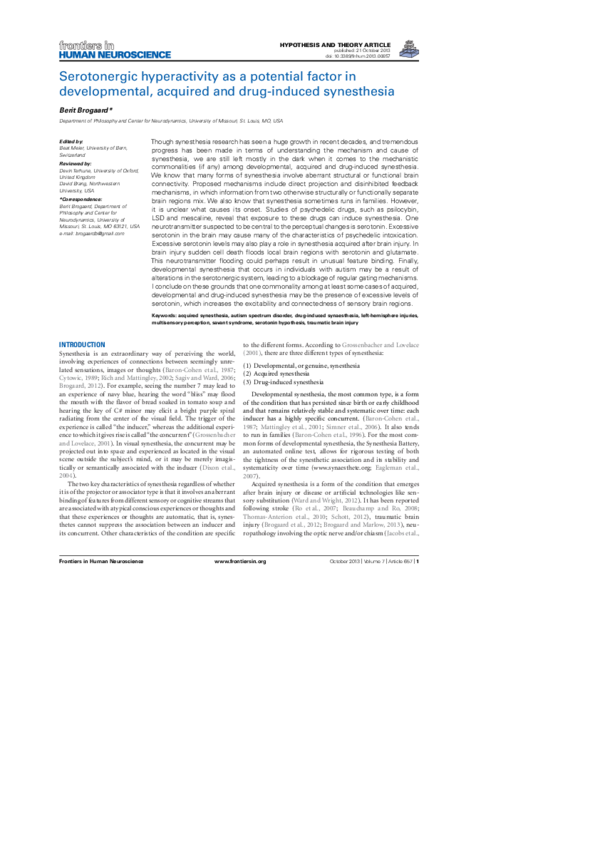 (PDF) Serotonergic hyperactivity as a potential factor in developmental ...