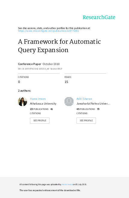 (PDF) A framework for automatic query expansion