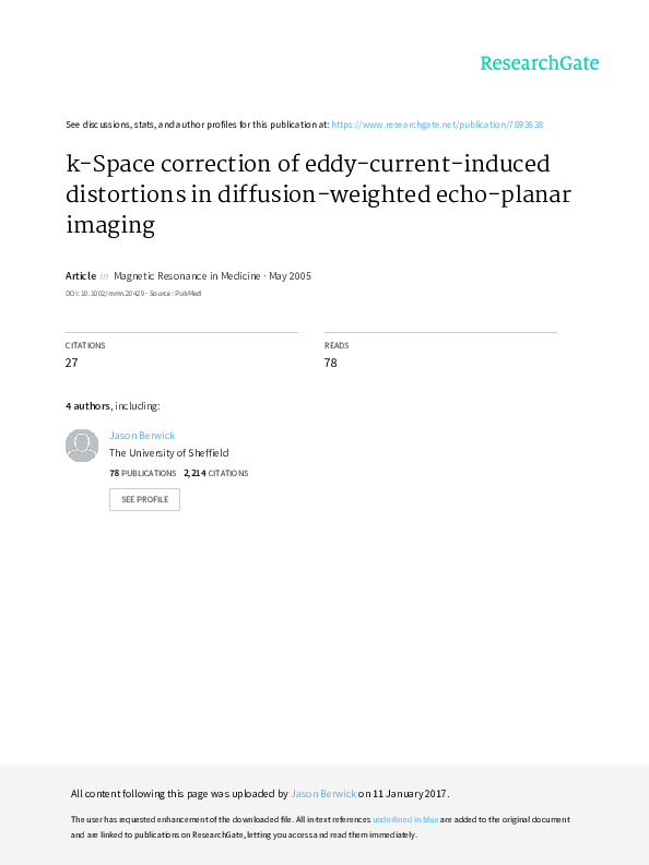 (PDF) K-Space Correction of Eddy-Current-Induced Distortions in Diffusion-Weighted Echo-Planar ...