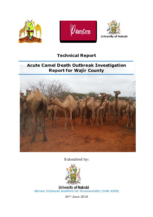 (PDF) Camel Sudden Death Syndrome:Outbreak Investigation in Wajir County