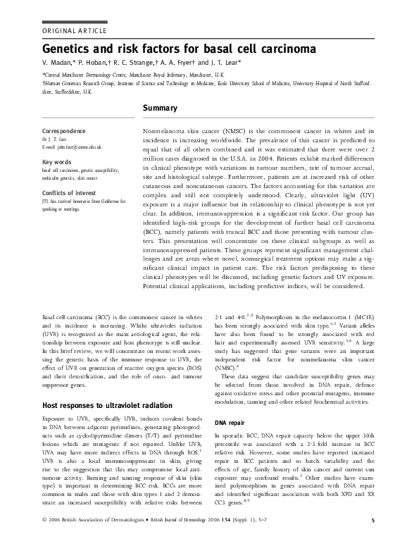 (PDF) Genetics and risk factors for basal cell carcinoma | Anthony ...