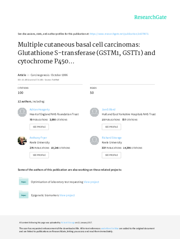 (PDF) Cutaneous basal cell carcinomas | Anthony Fryer - Academia.edu