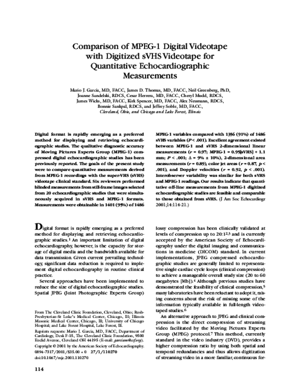 (PDF) Comparison of mpeg-1 digital videotape with digitized svhs ...