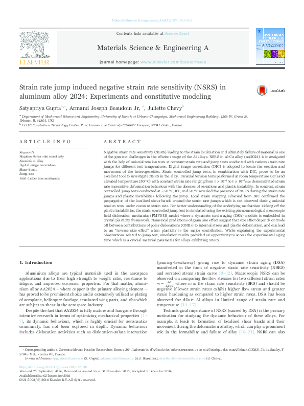 (PDF) Strain rate jump induced negative strain rate sensitivity (NSRS ...