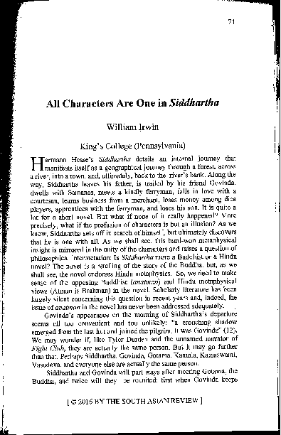 (PDF) All Characters Are One in Siddhartha
