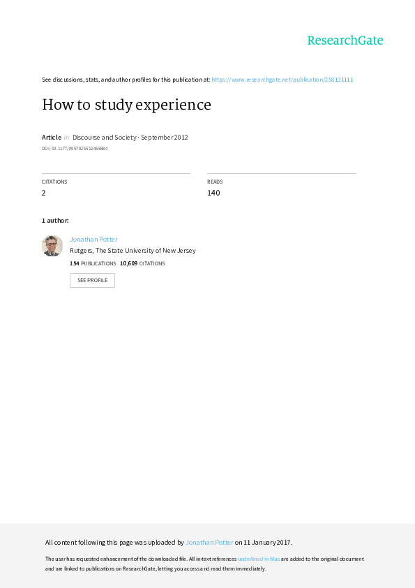(PDF) How to study experience