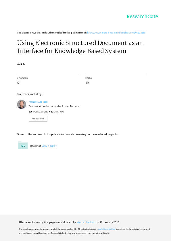 (PDF) Using Electronic Structured Document as an Interface for Knowledge Based System