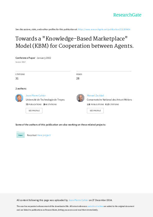 (PDF) Towards a «Knowledge-Based Marketplace» model (KBM) for ...