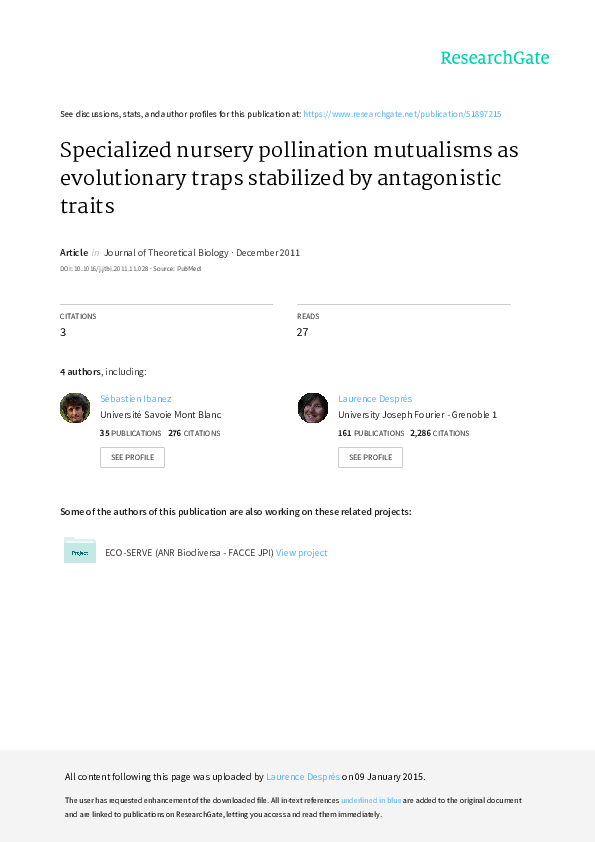 (PDF) Specialized nursery pollination mutualisms as evolutionary traps ...